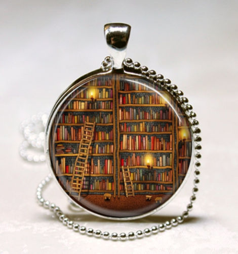 Library Book Necklace Glass Dome Art Pendant With Ball Chain Included ...
