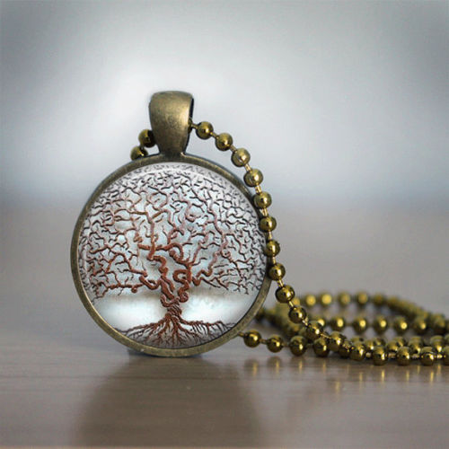 Glass Tile Necklace Tree Necklace Tree Of Life Glass Tile Jewelry Tree ...