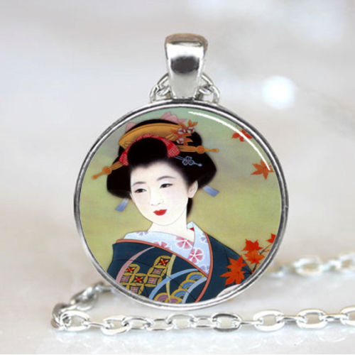 Japanese Geisha Pendant, Japanese Geisha Necklace, Japanese Geisha ...