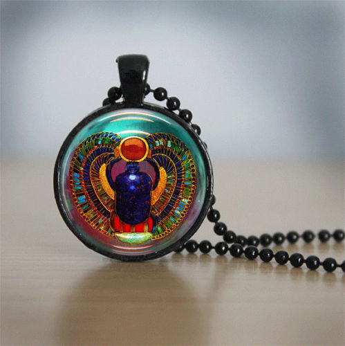 Scarab Necklace Glass Tile Necklace Egyptian Necklace Glass Tile ...