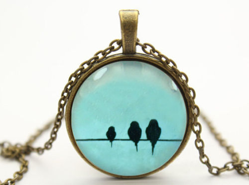 Love Birds On Wire Necklace Bird Necklace Pendant Jewelry on Luulla